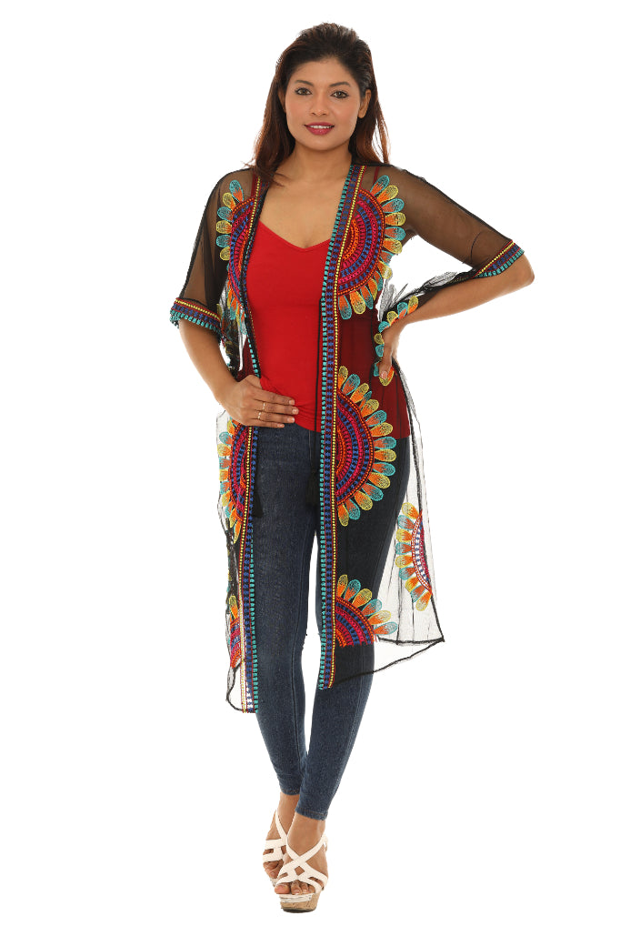Floral Embroidered Semi Sheer Top Women's Floral Embroidered Semi-Sheer ...